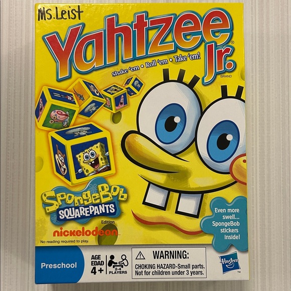 Nickelodeon | Toys | Nickelodeon Spongebob Yahtzee Jr Game Blue Yellow ...